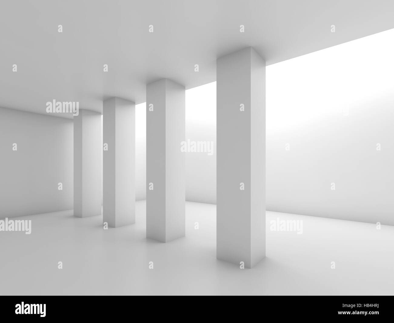 Abstract white empty room with columns, blank interior background, 3d ...
