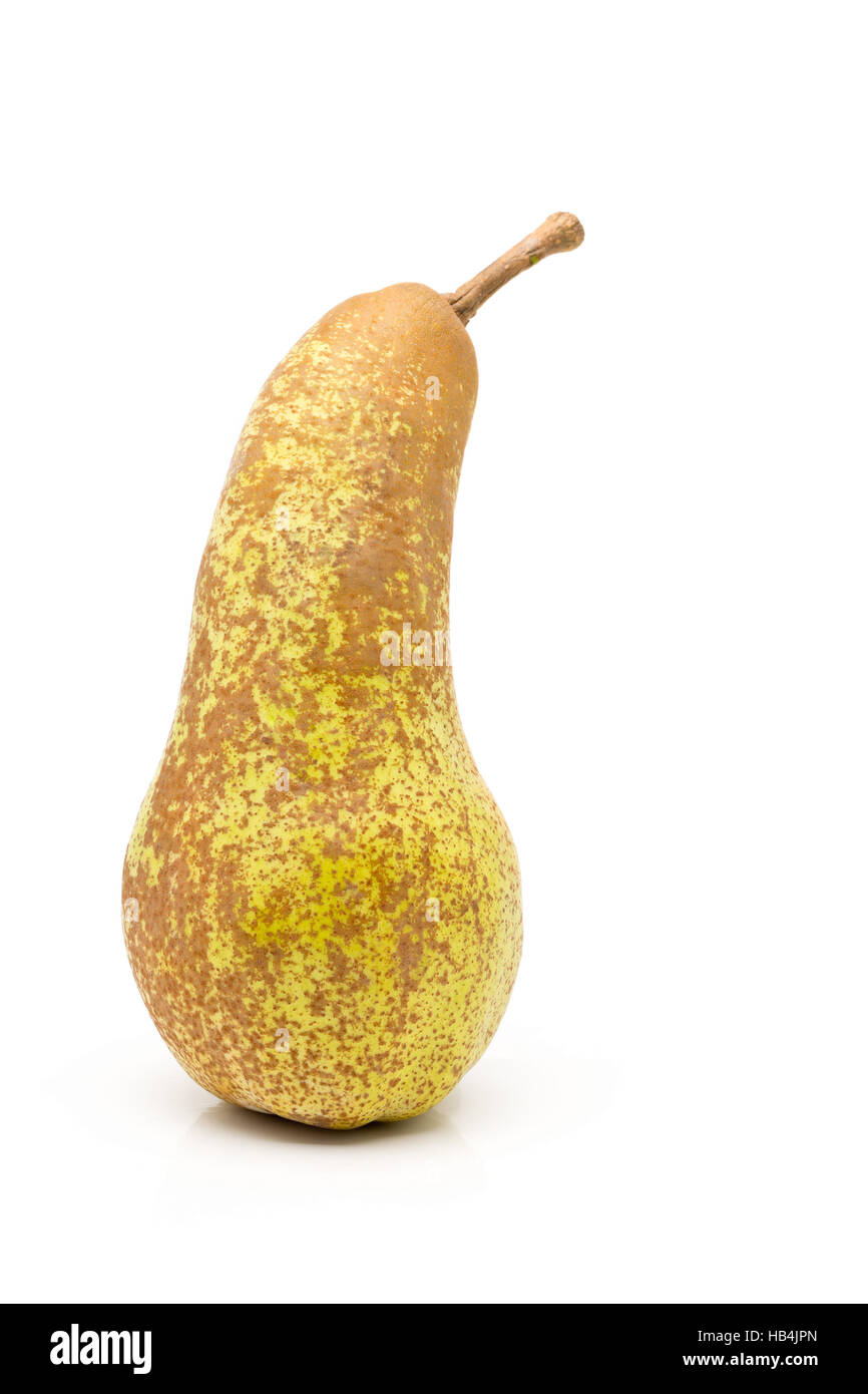 Single whole, uncut "abate fetel" pear over white background Stock ...
