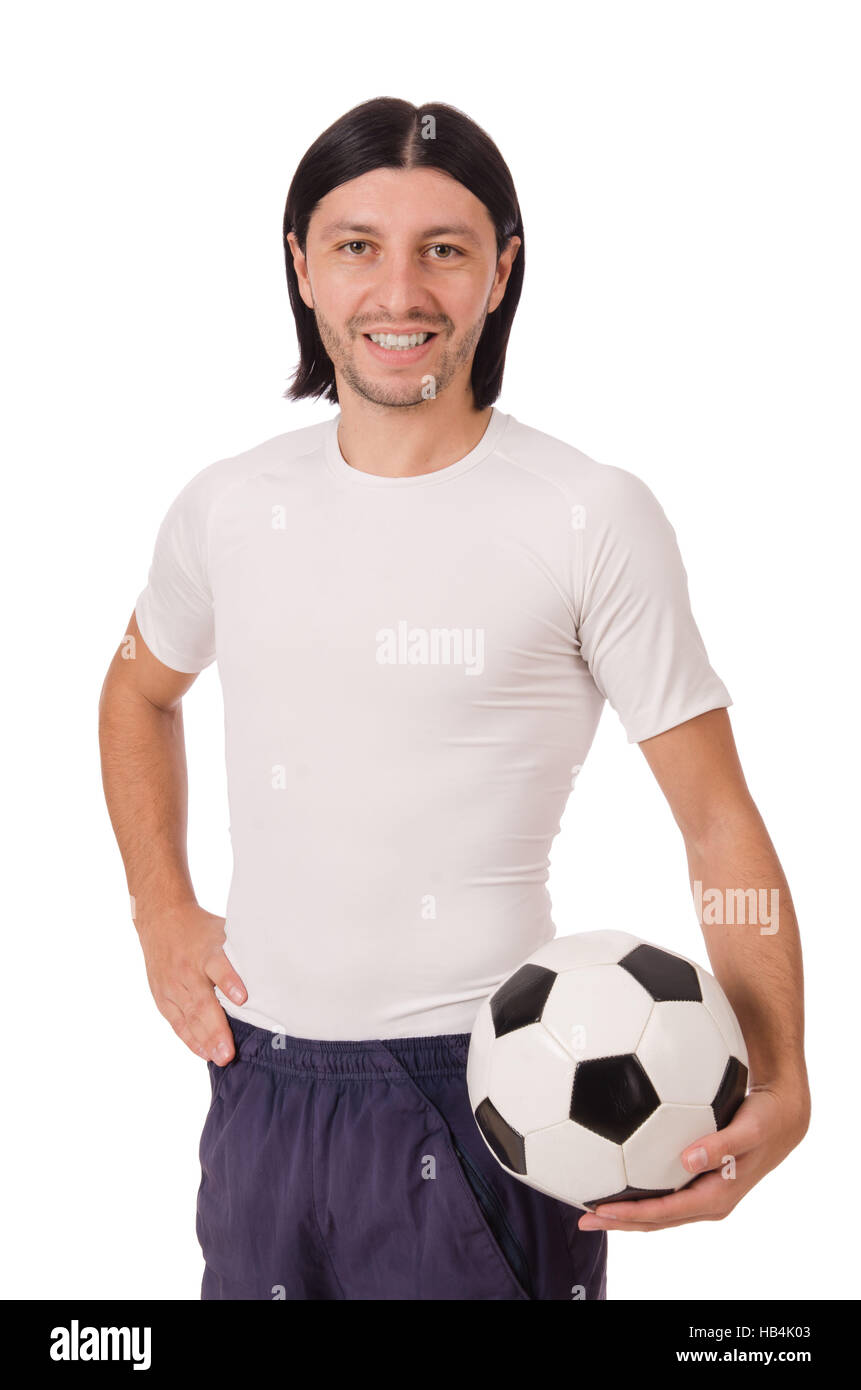 Young footballer isolated on the white Stock Photo - Alamy