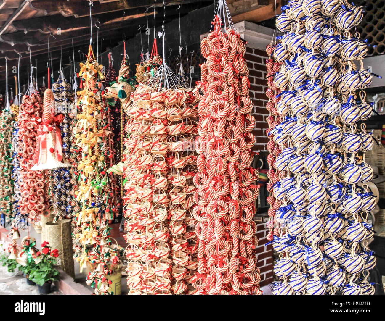 Handmade straw Christmas decorations Stock Photo - Alamy