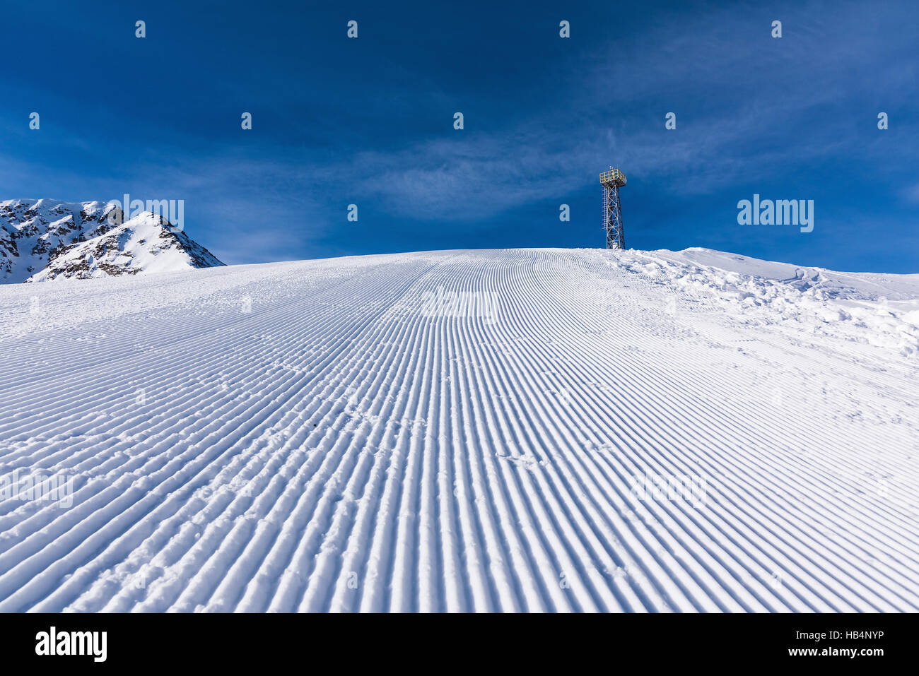 ski run trail snowcat Stock Photo - Alamy