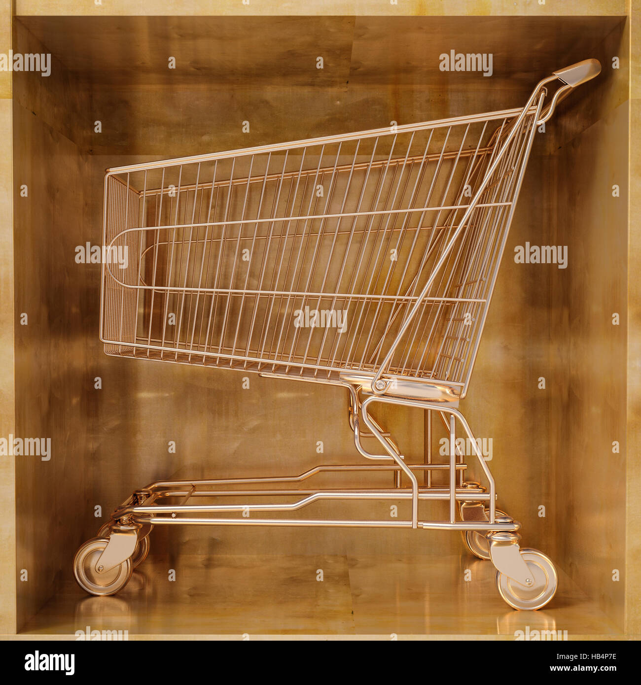 Golden shopping cart Stock Photo - Alamy