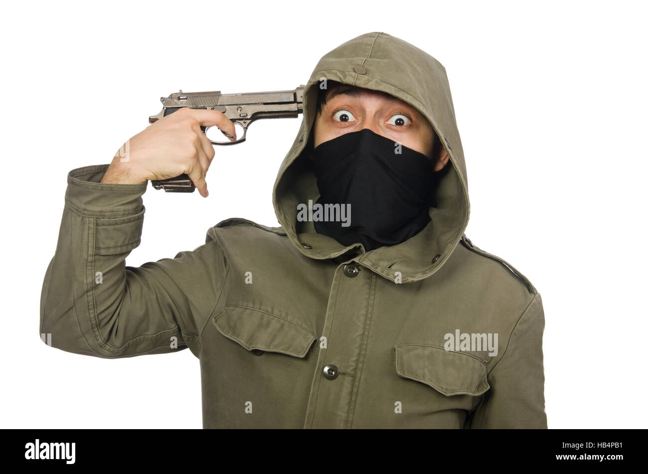 Masked man in criminal concept on white Stock Photo - Alamy