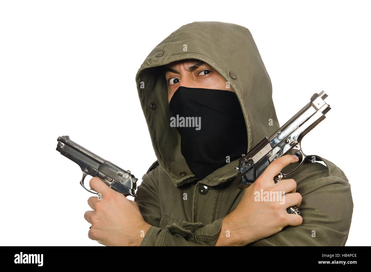 Masked man in criminal concept on white Stock Photo - Alamy