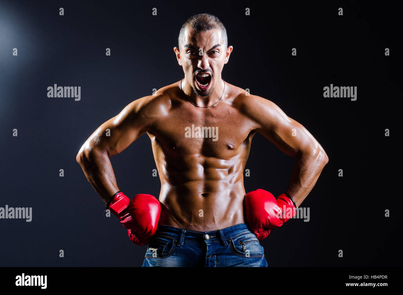 Ripped boxer in sports concept Stock Photo - Alamy