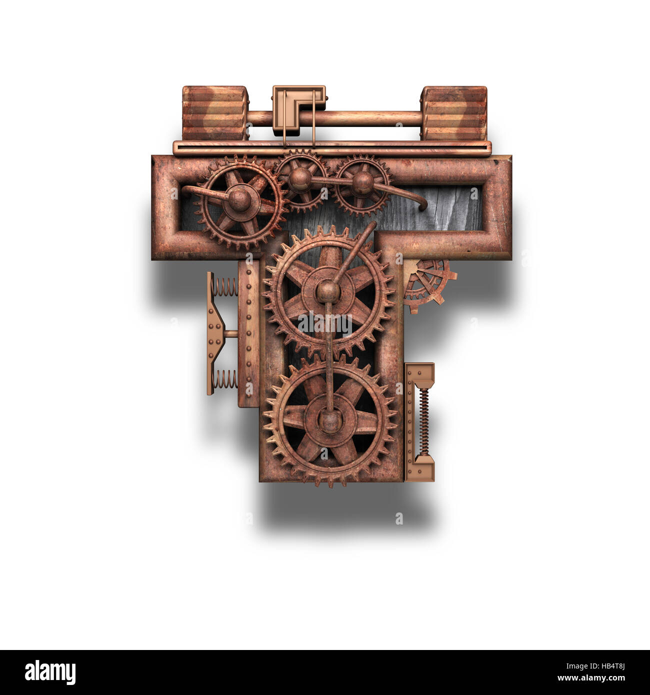 t rusted letter with gears on white Stock Photo - Alamy
