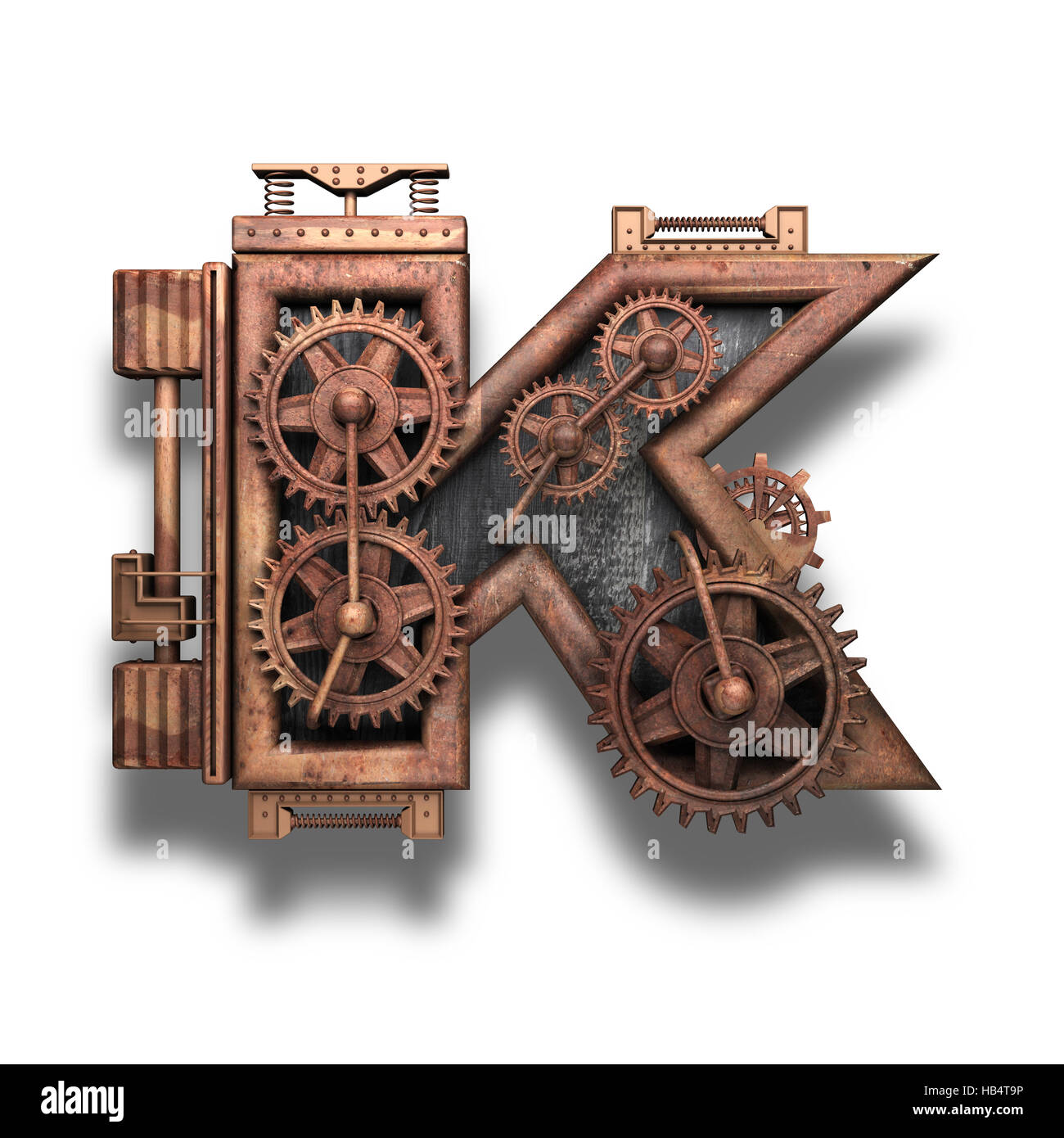 k rusted letter with gears on white Stock Photo - Alamy