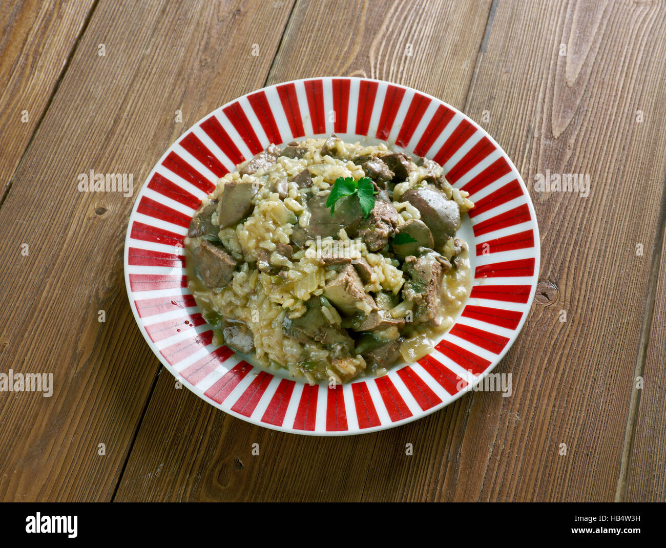 risotto with chicken liver Stock Photo - Alamy