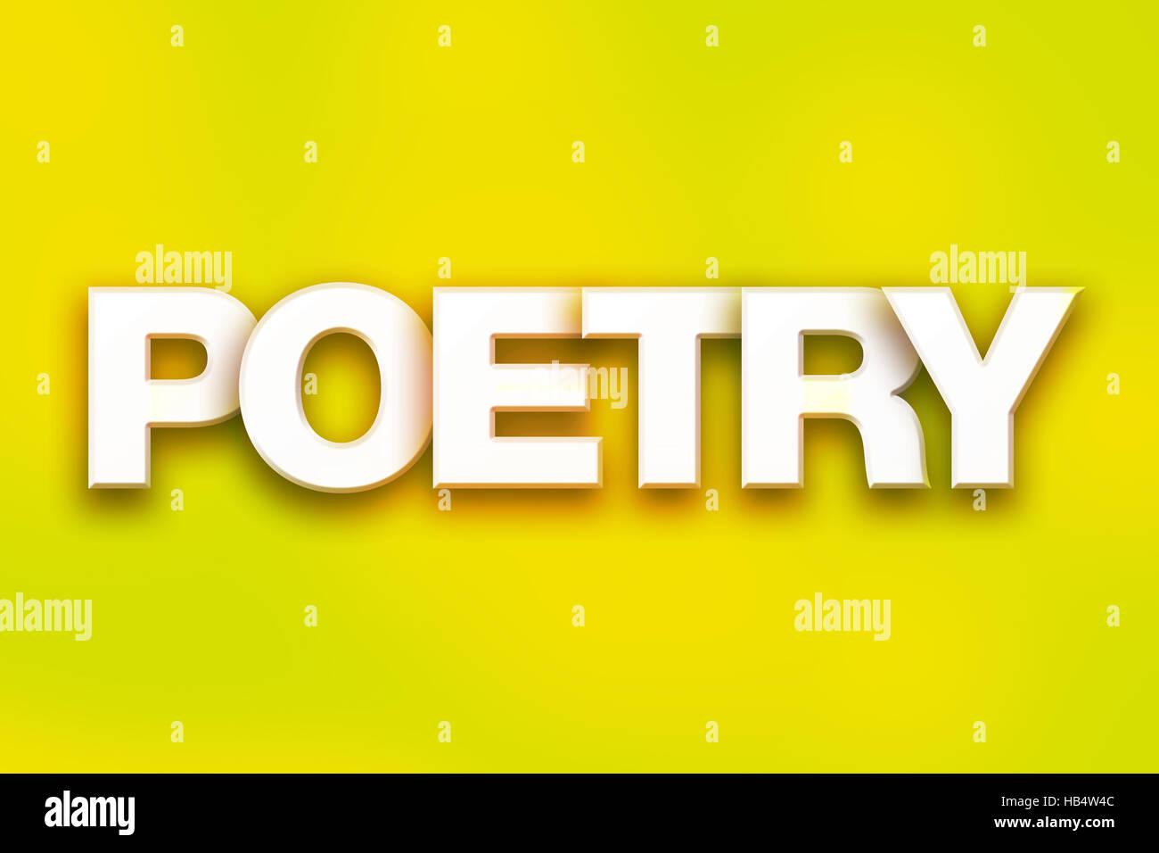 The word "Poetry" written in white 3D letters on a colorful background ...