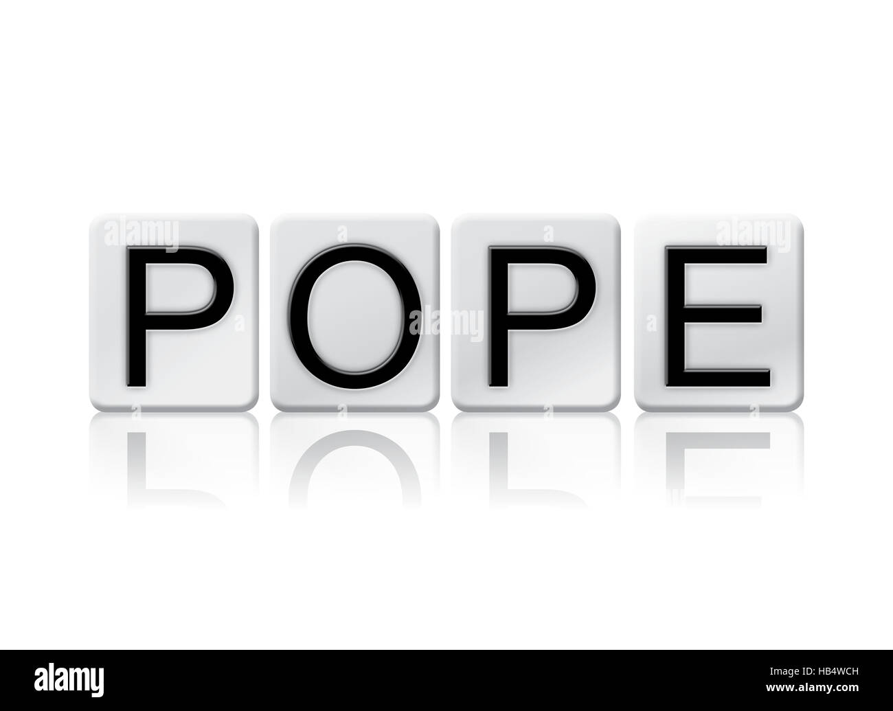 The word "Pope" written in tile letters isolated on a white background ...