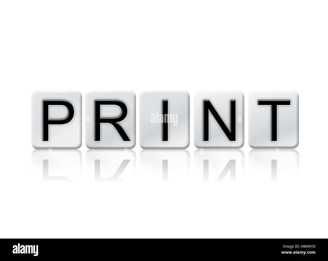 The word "Print" written in tile letters isolated on a white background ...