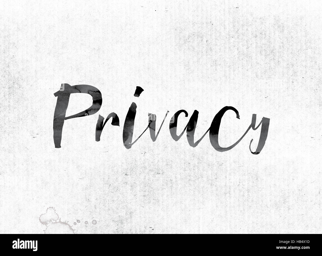The word "Privacy" concept and theme painted in watercolor ink on a ...