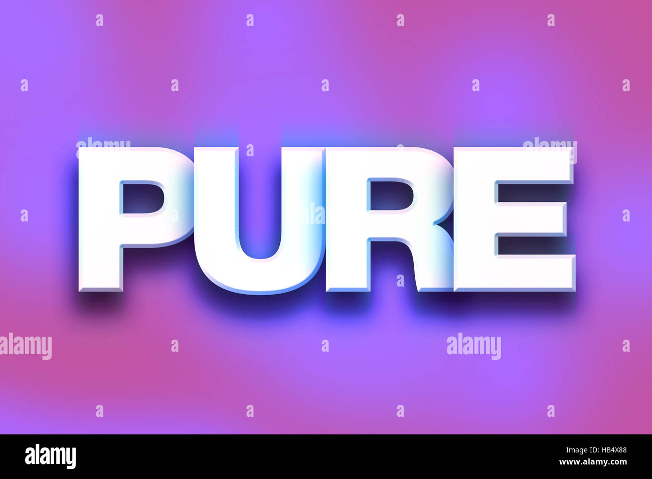The word "Pure" written in white 3D letters on a colorful background ...