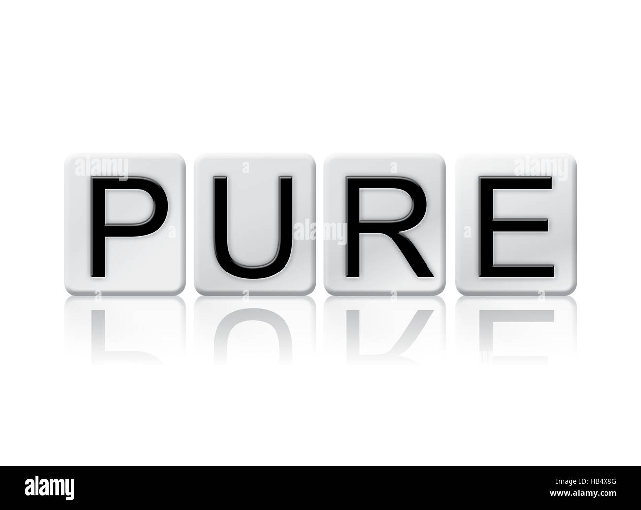 The word "Pure" written in tile letters isolated on a white background ...