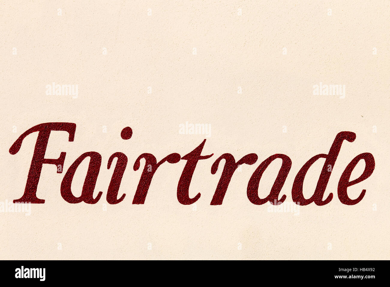 England. Sign, 'Fairtrade', Brown on sand coloured background Stock ...