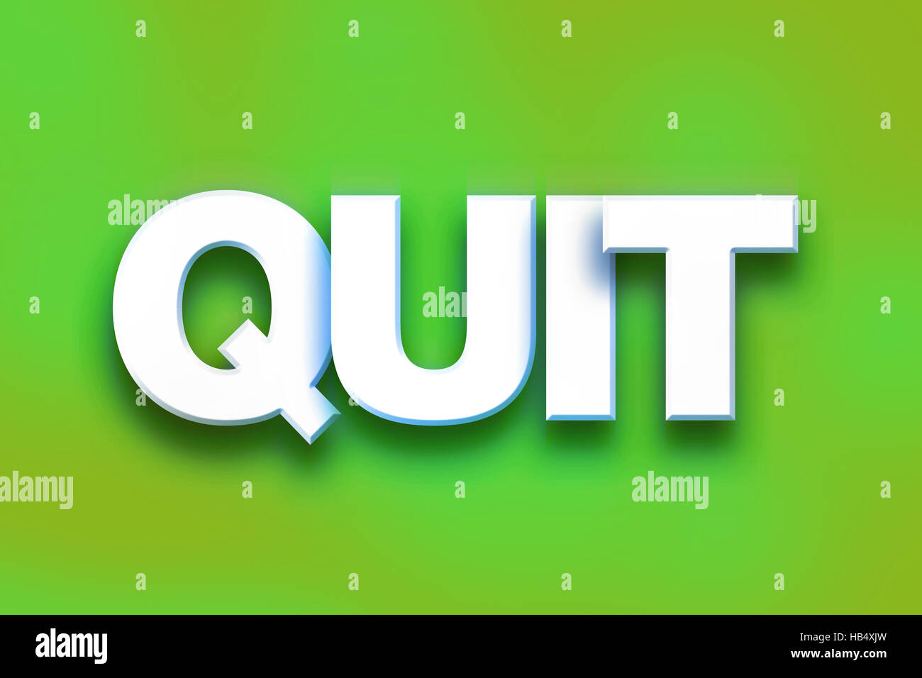 The word "Quit" written in white 3D letters on a colorful background ...