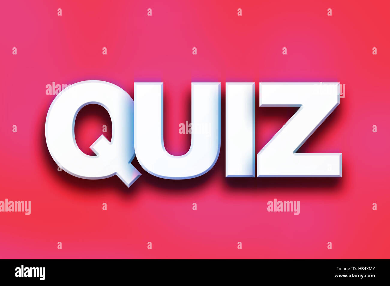 The word "Quiz" written in white 3D letters on a colorful background ...