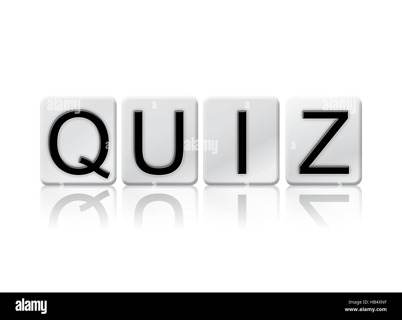 The word "Quiz" written in tile letters isolated on a white background ...