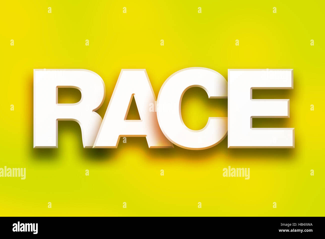 The word "Race" written in white 3D letters on a colorful background ...