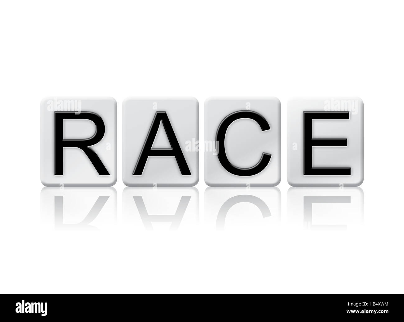 The word "Race" written in tile letters isolated on a white background ...