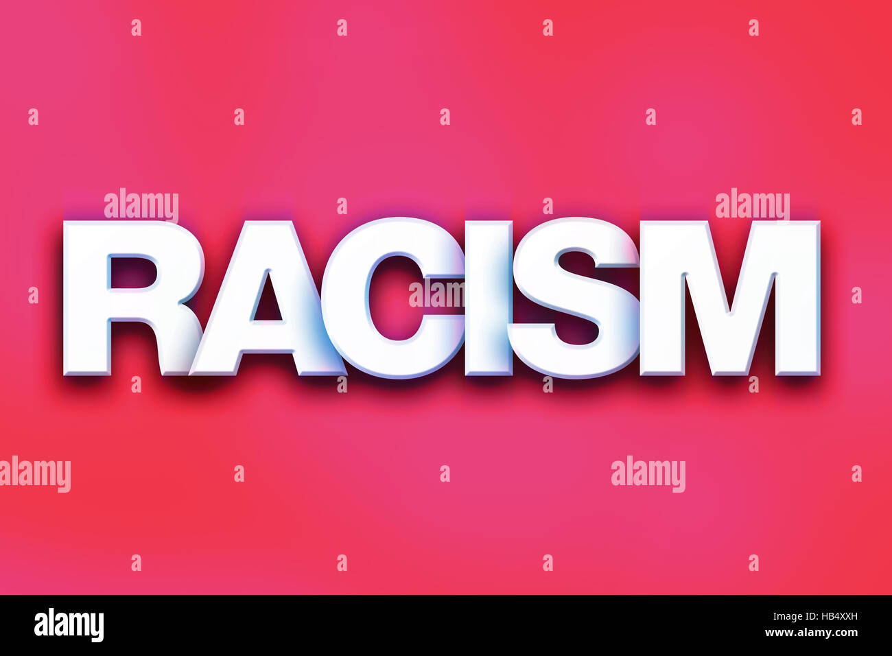 The word "Racism" written in white 3D letters on a colorful background ...