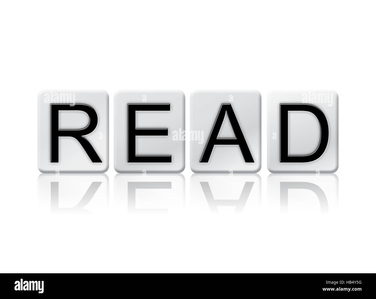 The word "Read" written in tile letters isolated on a white background ...