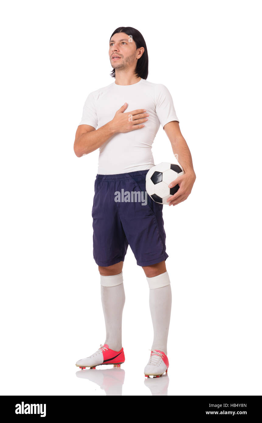 Young footballer isolated on the white Stock Photo - Alamy