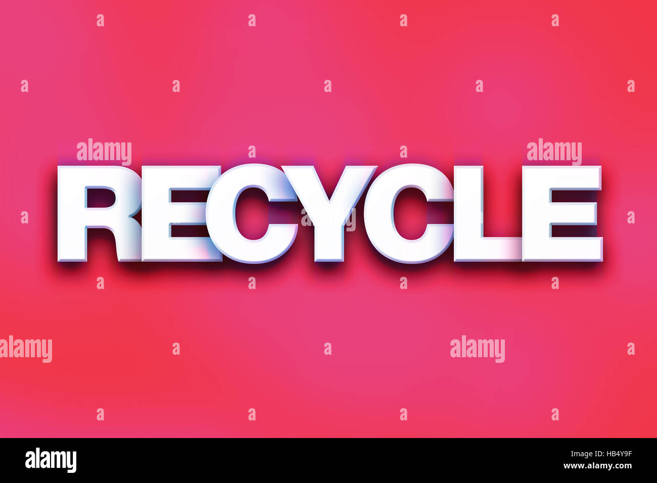 The word "Recycle" written in white 3D letters on a colorful background ...