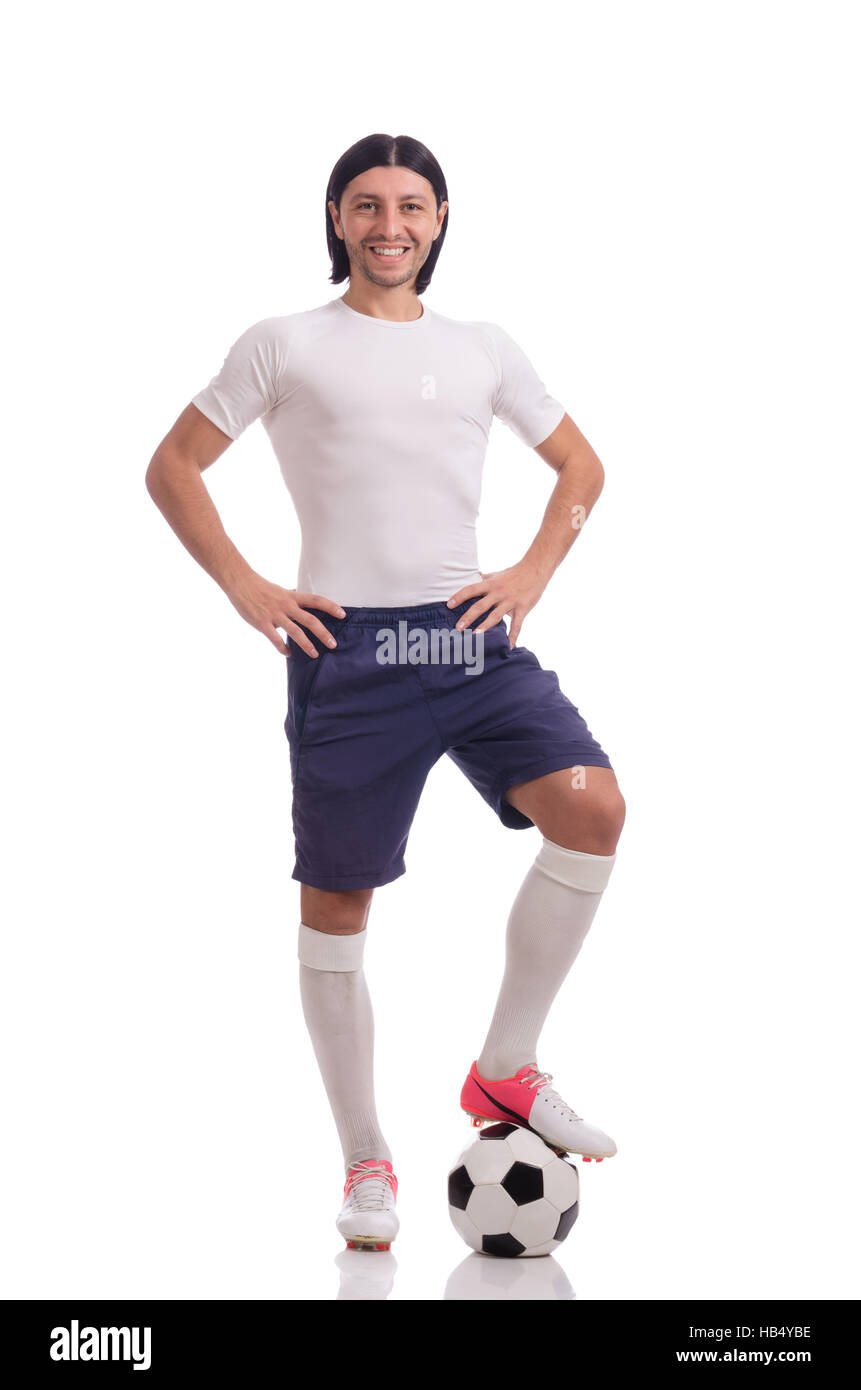Young footballer isolated on the white Stock Photo - Alamy