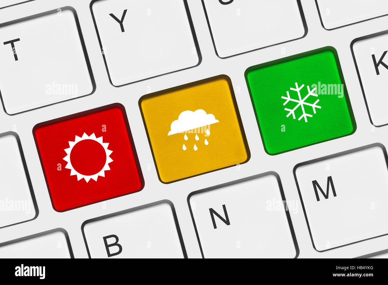 Computer keyboard with Weather key Stock Photo - Alamy