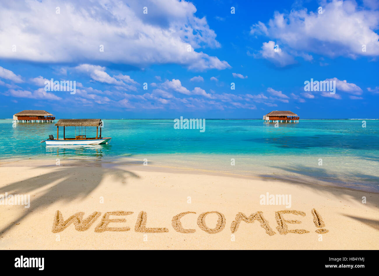 Word Welcome on beach Stock Photo - Alamy