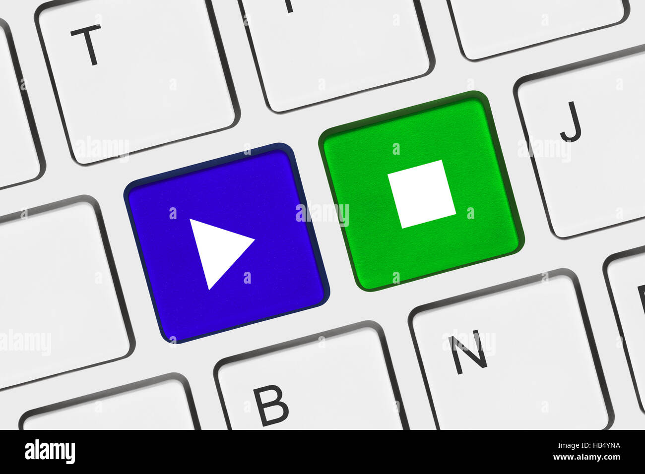 Computer keyboard with Play and Stop keys Stock Photo - Alamy