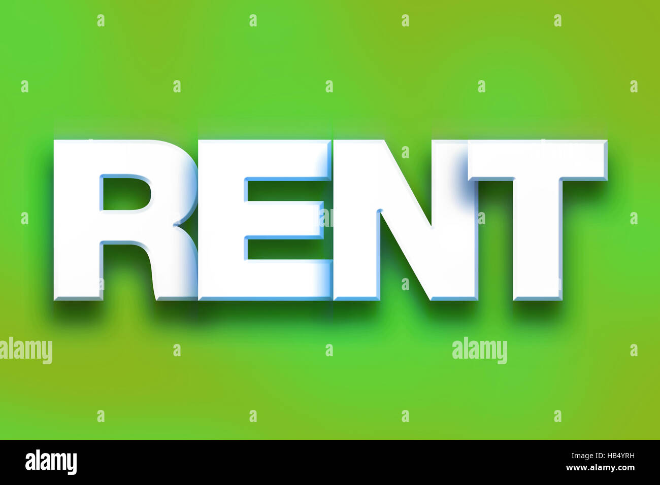 The word "Rent" written in white 3D letters on a colorful background ...