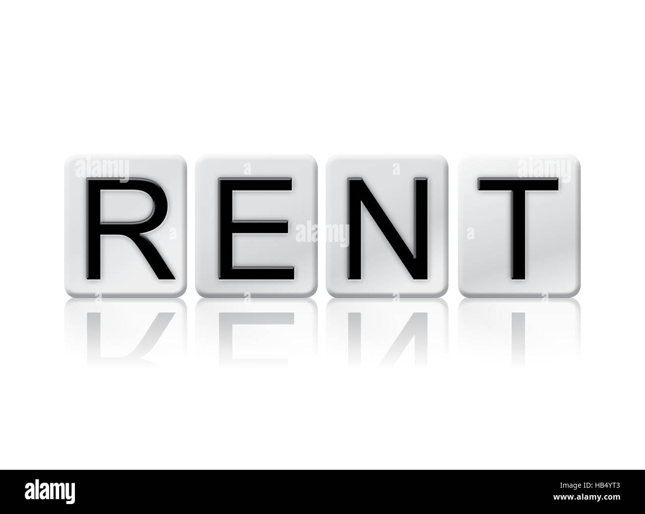 The word "Rent" written in tile letters isolated on a white background ...