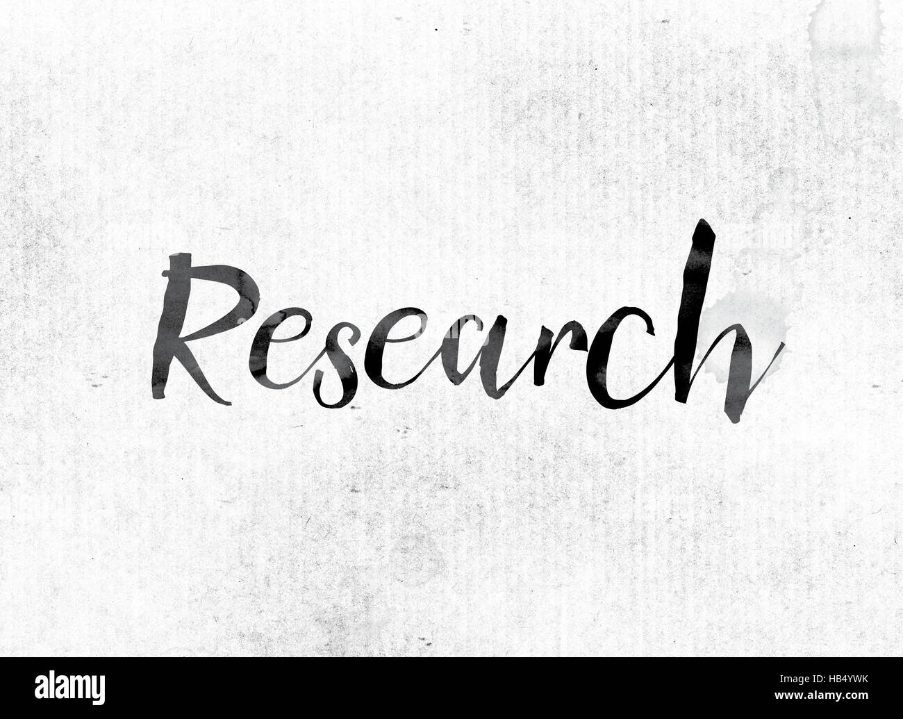 The word "Research" concept and theme painted in watercolor ink on a ...