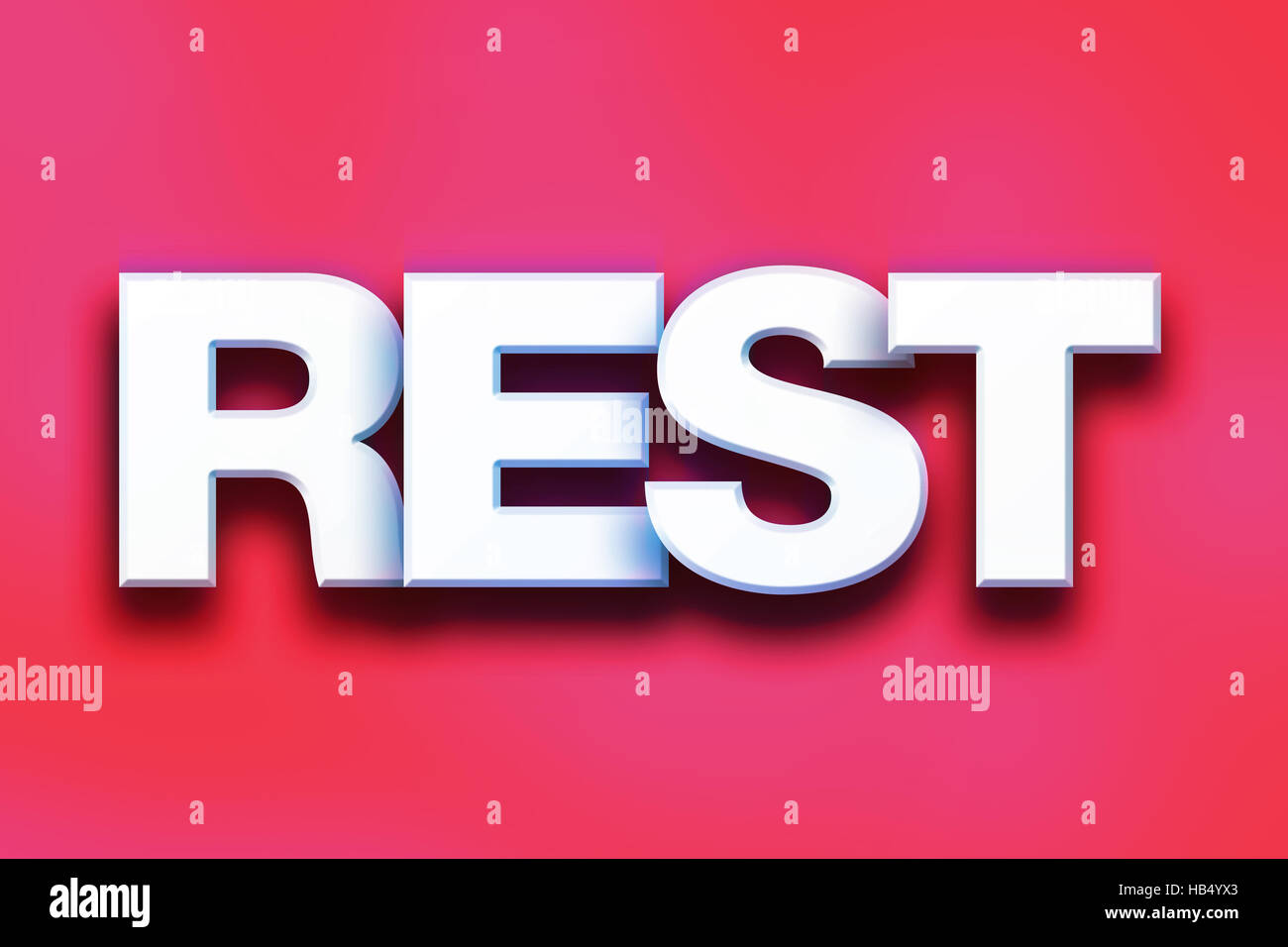 The word "Rest" written in white 3D letters on a colorful background ...