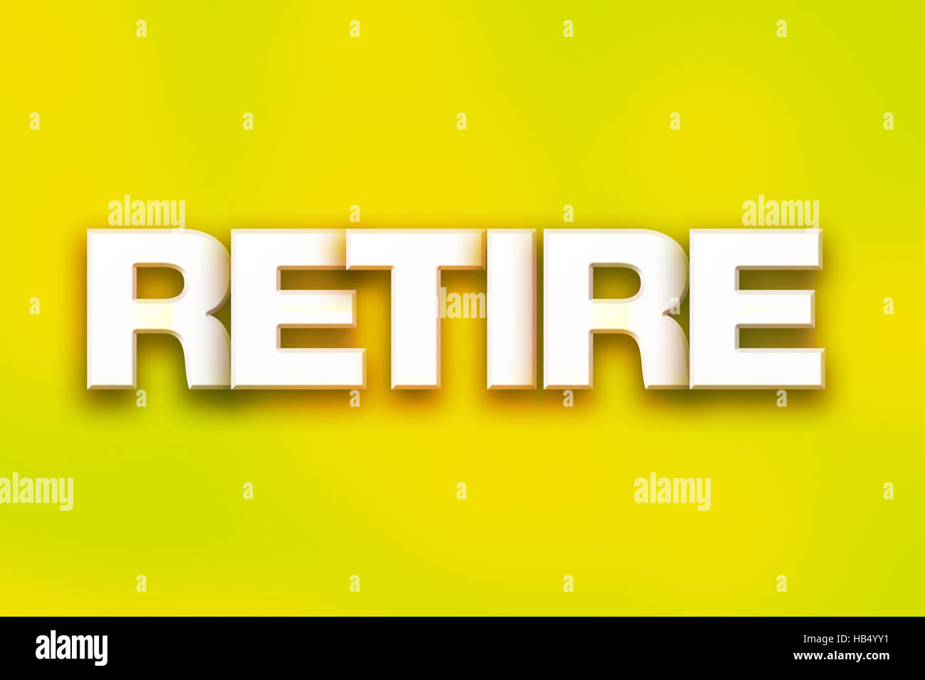 The word "Retire" written in white 3D letters on a colorful background ...