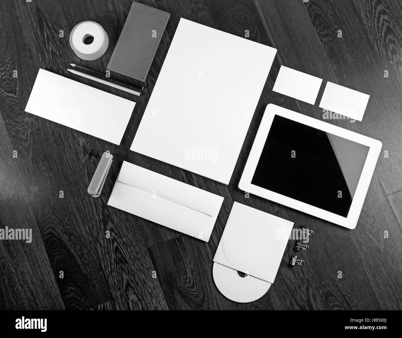 Set of stationery Black and White Stock Photos & Images - Alamy