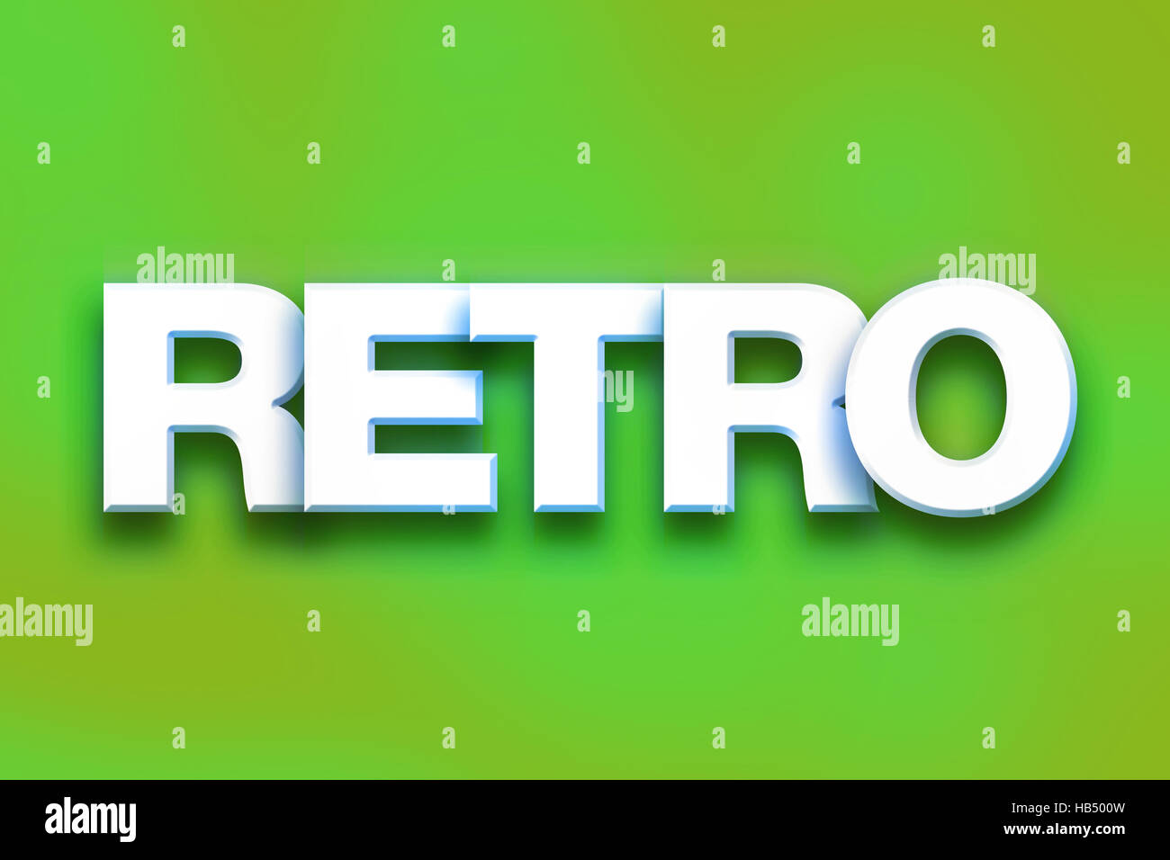 The word "Retro" written in white 3D letters on a colorful background ...