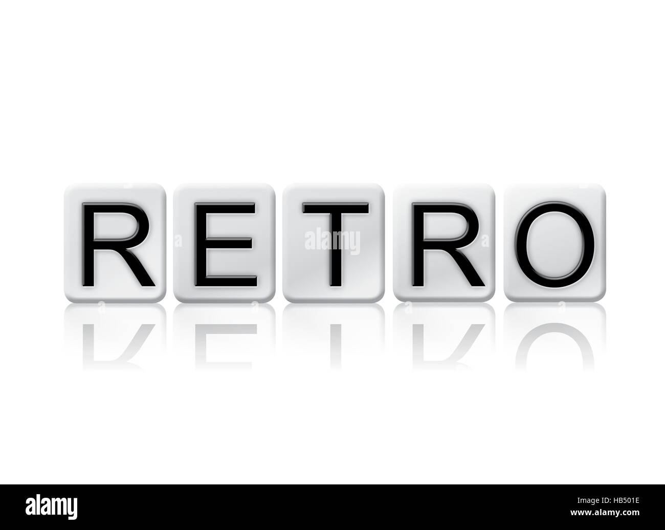 The word "Retro" written in tile letters isolated on a white background ...