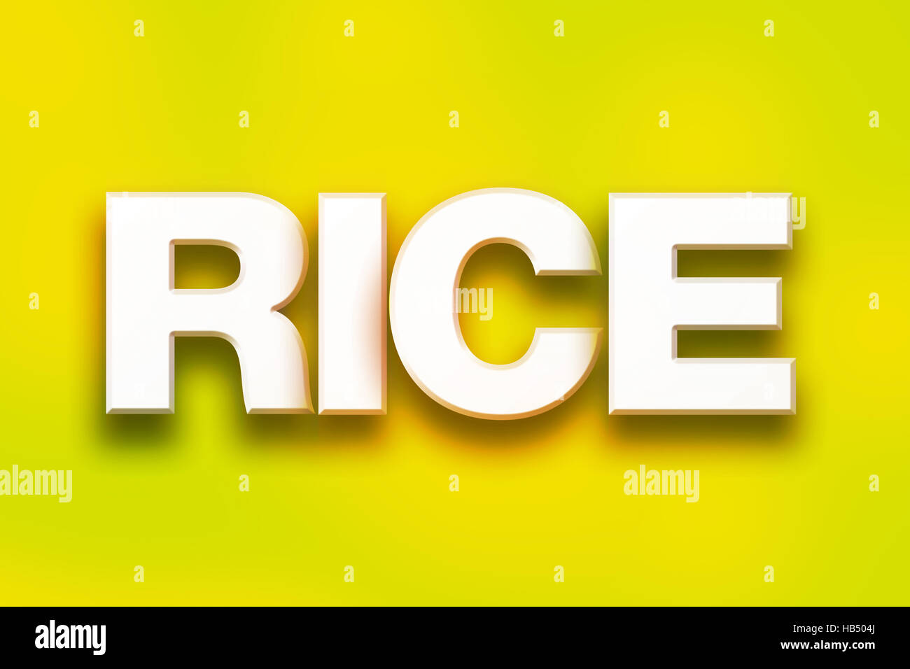 The word "Rice" written in white 3D letters on a colorful background ...