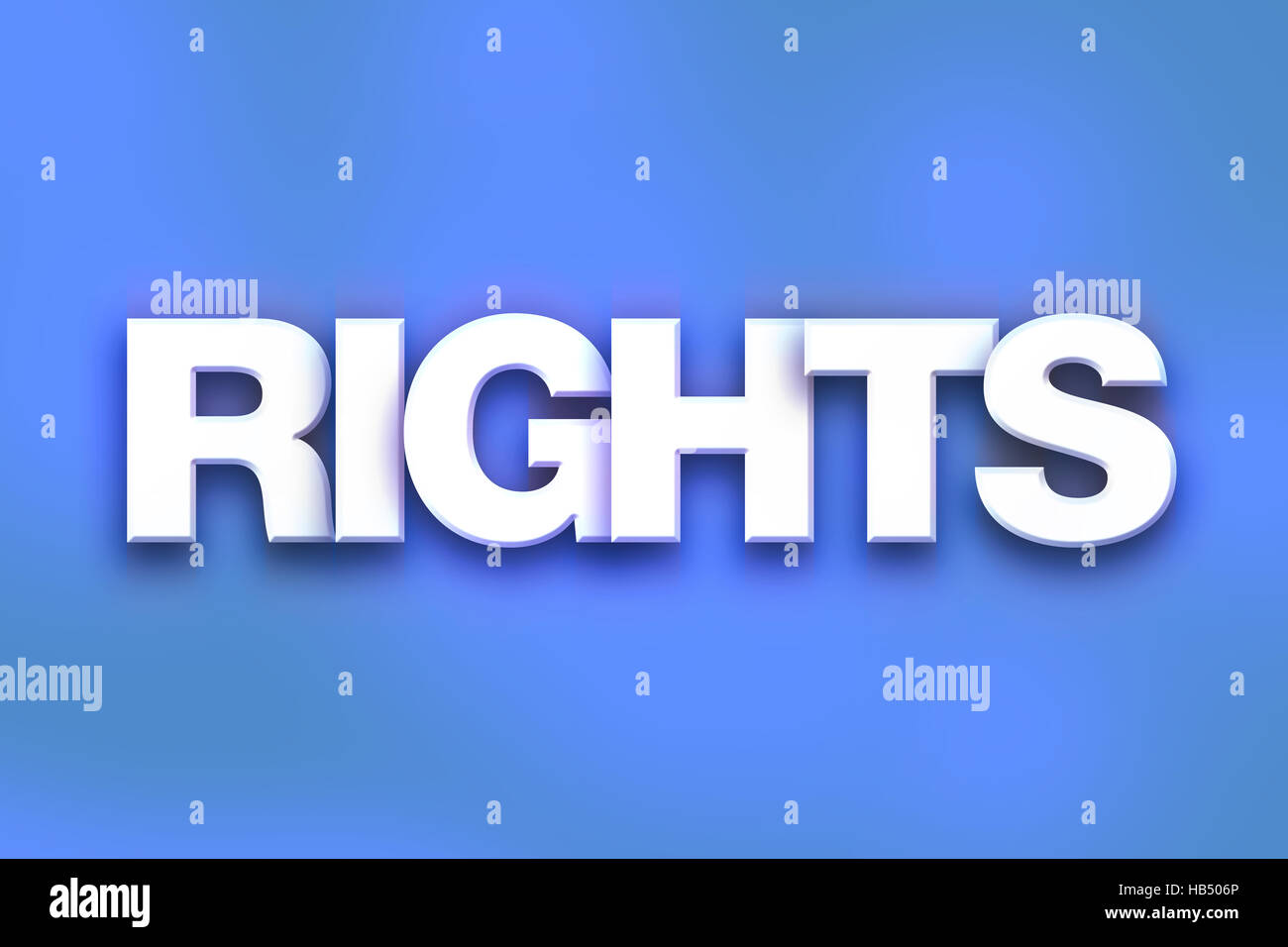 The word "Rights" written in white 3D letters on a colorful background ...