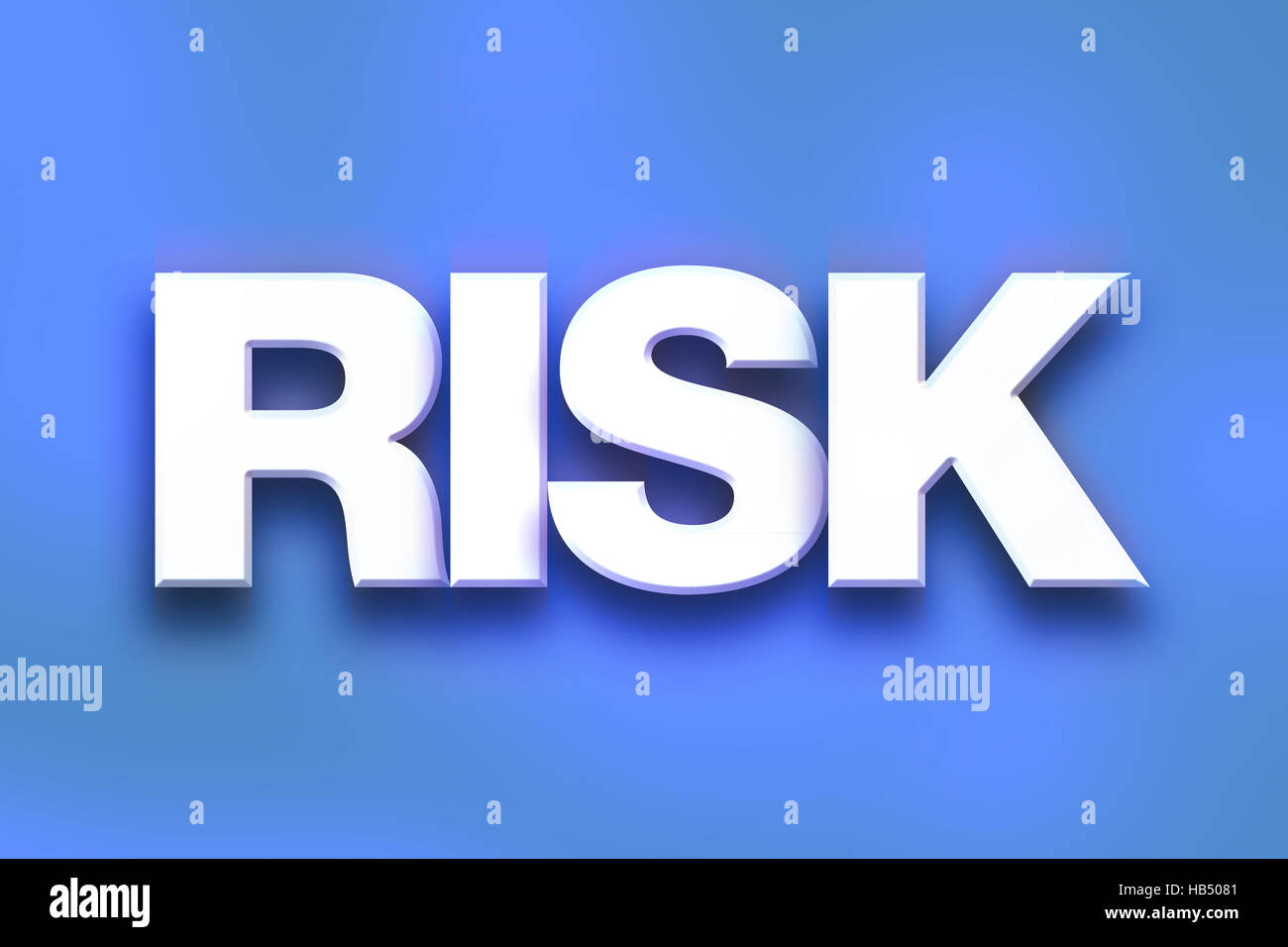 The word "Risk" written in white 3D letters on a colorful background ...