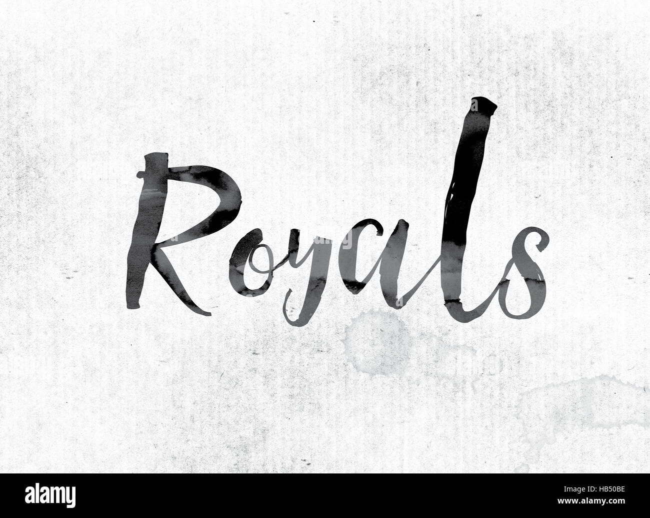 The word "Royals" concept and theme painted in watercolor ink on a ...