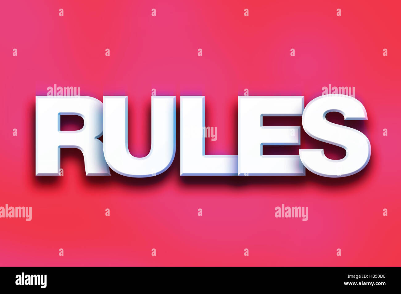 The word "Rules" written in white 3D letters on a colorful background ...