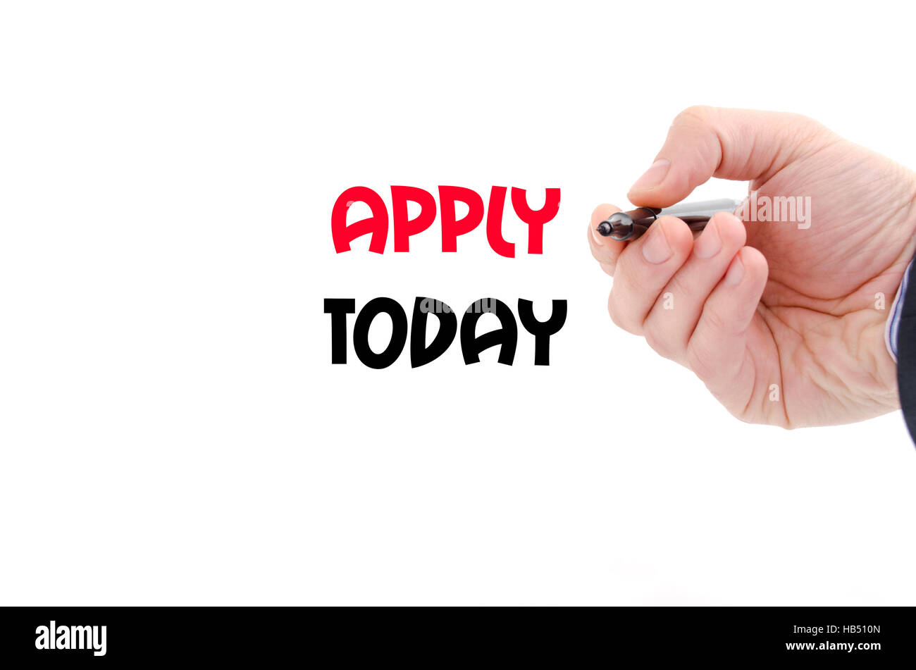 Apply today text concept isolated over white background Stock Photo - Alamy