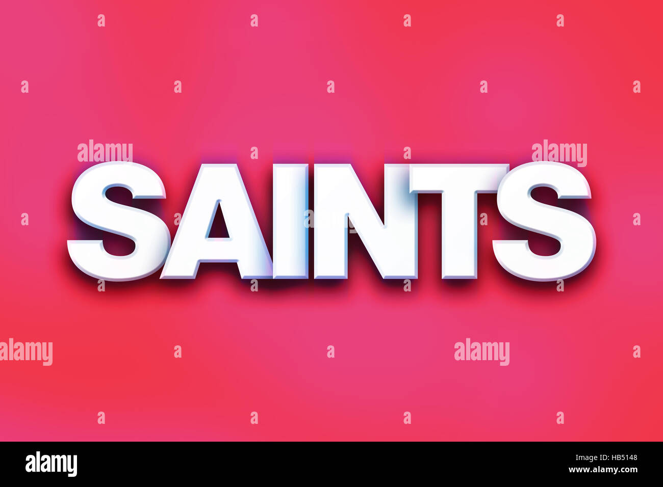 The word "Saints" written in white 3D letters on a colorful background ...
