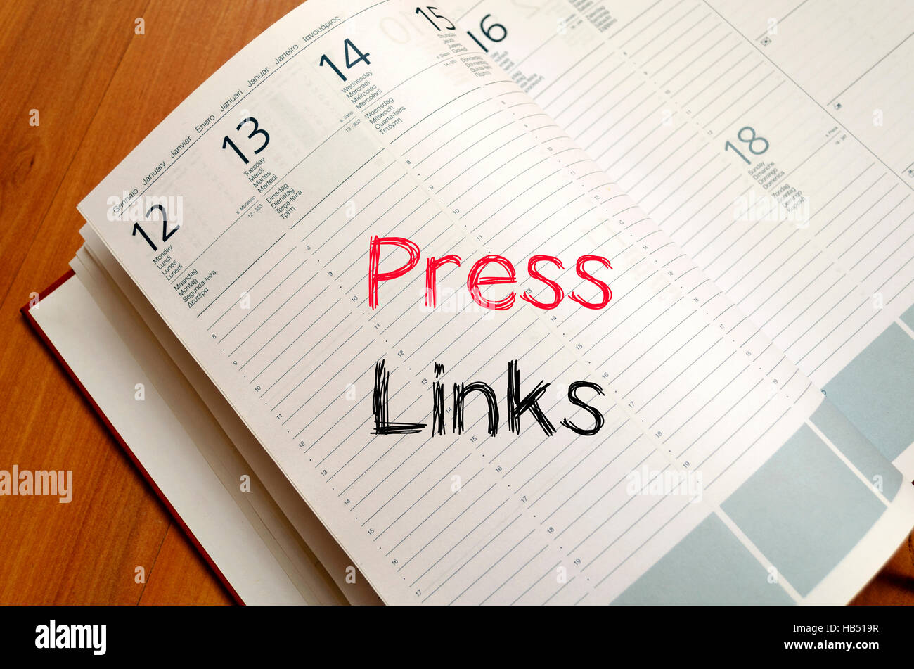 Press links text concept write on notebook Stock Photo - Alamy