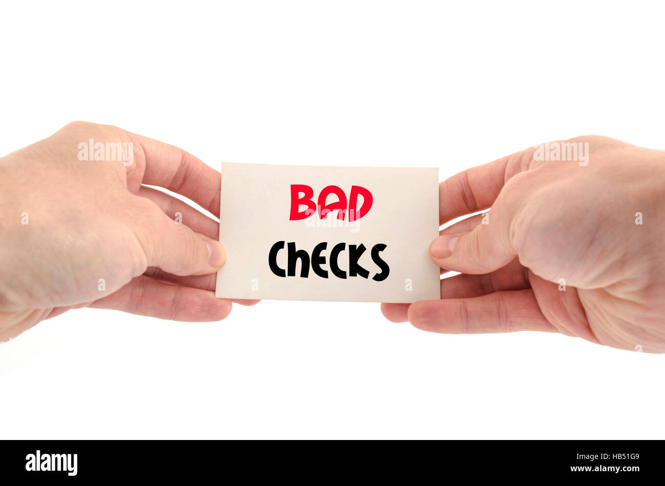 Bad checks text concept isolated over white background Stock Photo - Alamy
