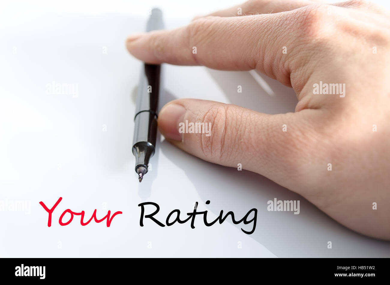 Your rating text concept isolated over white background Stock Photo - Alamy